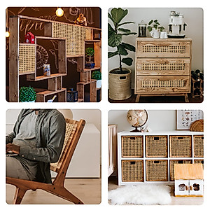 Cane Rattan Webbing Roll, 3.28ft x 15.8inch Woven Open Rattan Mesh Natural Rattan Webbing for Caning Projects Star Anise Wide Rattan for DIY Crafts Cabinet Chair Furniture