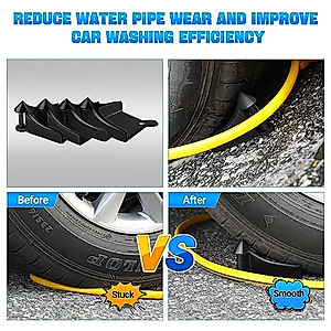 SHINEHOME 4 Pcs Car Hose Guide, Car Detailing Supplies Cleaning Tools Hose Guides for Car Washing, Tire Hose Roller Preventing Car Wash Hose Stuck Under The Tires, for All Types of Wheels (Black)