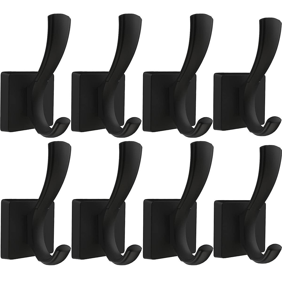 TOFIIGREM Black Wall Hooks Coat Hook, Towel Hooks Hand Towel Holder for Bathroom, Entryway Mudroom Hooks for Hanging Coat Key Robe Hat Backpack (8 Pack, Black)