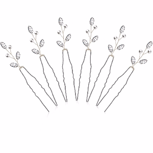 Syhood 6 Pieces Pearl Crystal Bridal Hair Pins Rhinestone Flower Wedding Hair Pins Prom Accessory for Women Wedding Hairstyles(Silver)