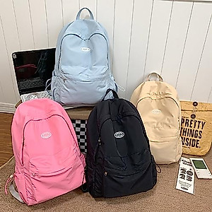 Juoxeepy Laptop Backpack Cute Aesthetic College Backpack for Women Lightweight Everyday Backpack Nylon Travel Daypack Rucksack