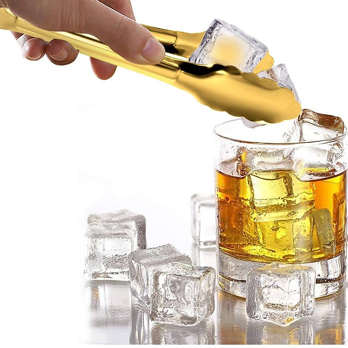 4 Pack Gold Serving Tongs XEVOM Gold Buffet Tongs Serving Utensils Salad Tongs Stainless Steel Gold Plated Buffet Serving Tongs,9 Inch