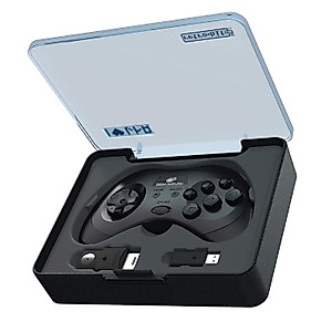 Retro-Bit Official Sega Saturn 2.4 GHz Wireless Controller for Sega Saturn, Sega Genesis Mini, Switch, PS3, PC, Mac - Includes 2 Receivers & Storage Case (Black)