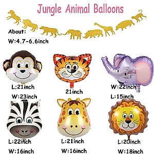 Two Wild Birthday Party Decorations, Jungle Themed Secend Girl Birthday Party Supplies Set Cute Animals Head Balloons and Two Wild Banner Caketoppers for Girls 2nd Jungle Birthday Decor