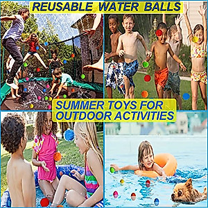 60 Pcs Reusable Water Balls, Reusable Water Balloons for Outdoor Toys and Games, Water Toys for Kids and Adults Boys and Girls - Summer Toys Ball for Pool and Backyard Fun