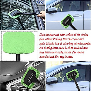 ZWZCYZ Car Window Cleaner, Windshield Cleaner Car Cleanser Brush Windshield Cleaning Tool Set with Detachable Handle 4Pcs Microfiber Cloths and Spray Bottle for Auto Windshield Wiper,Use Wet or Dry