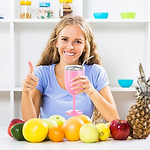 Gerrii 6 Pcs Stainless Steel Wine Glasses Cups Stemmed Double Walled Vacuum Insulated Wine Tumbler with Lid and Straw for Camping Picnics Travel, Birthday Gifts for Friendship Friends Dad Mom