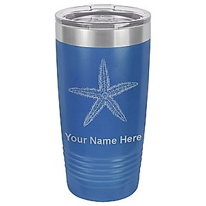 LaserGram 20oz Vacuum Insulated Tumbler Mug, Starfish, Personalized Engraving Included (Dark Blue)