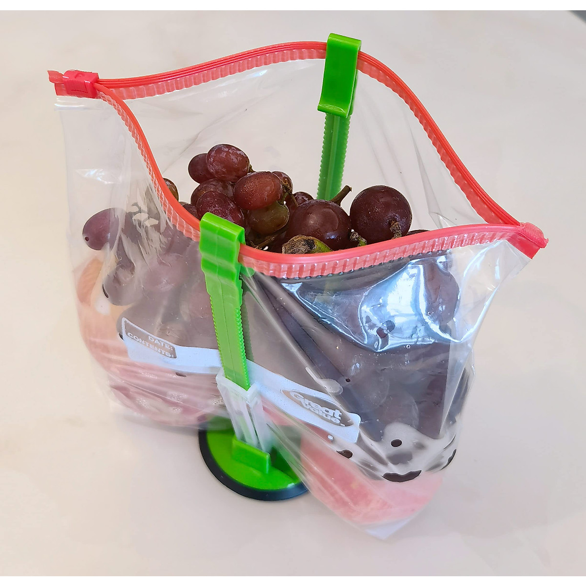 8 Pack Baggy Rack, Adjustable Plastic Freezer Bag Holder Stand, Zip Lock Bag Kitchen Gadget for Meal Planning