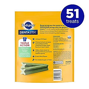 PEDIGREE DENTASTIX Dental Dog Treats for Toy/Small Dogs Fresh Flavor Dental Bones, 12.66 oz. Pack (51 Treats)