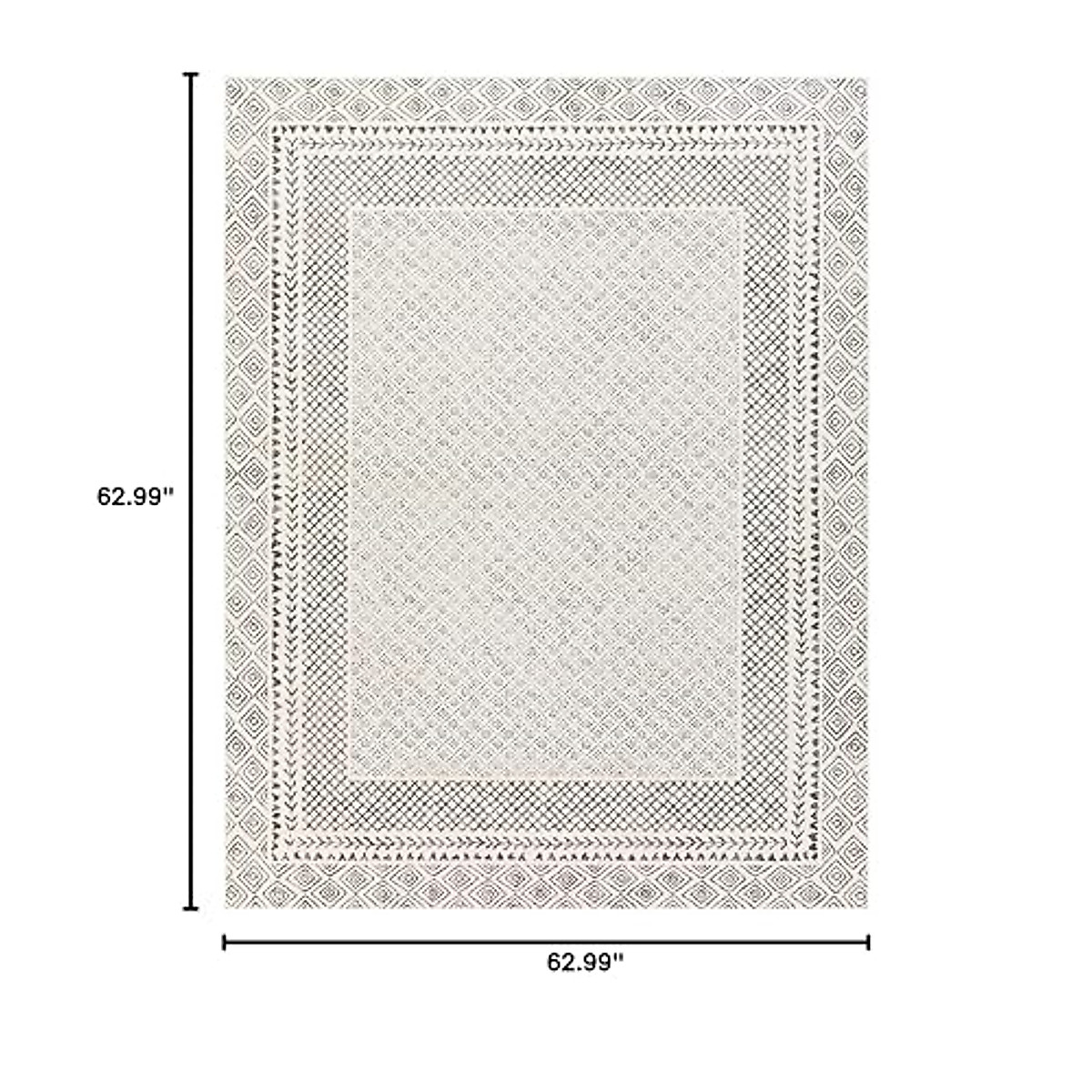 BoutiqueRugs Burdette Farmhouse Black and White Soft Neutral Area Rug - Boho Oriental Medallion Area Carpet for Bedroom, Living Room, Dining Room - Charcoal, Black, Cream - 5'3" Round Rug