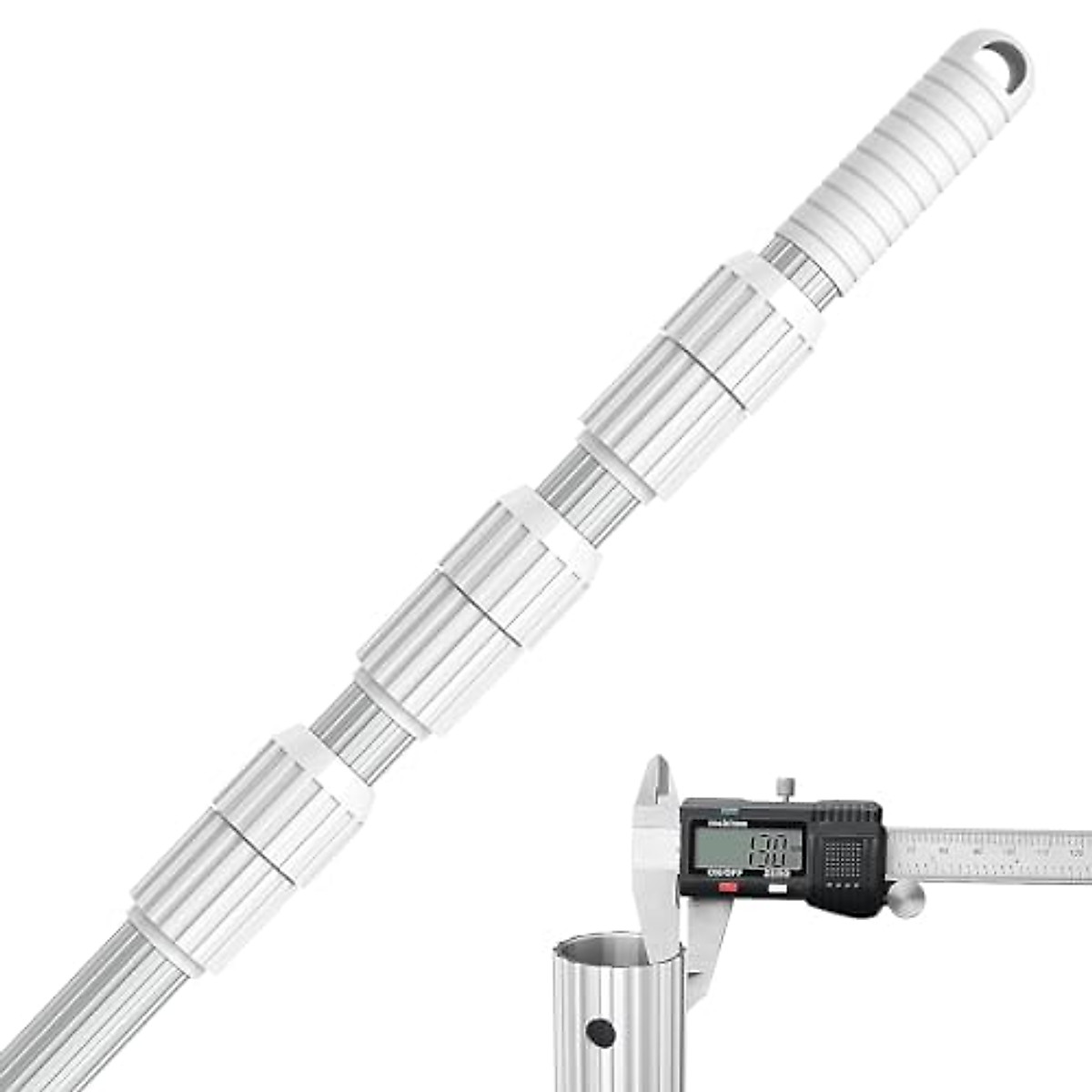 ARLBA Upgraded Professional 16.5 Feet Swimming Pool Pole Telescopic Aluminum Thicken 1.30mm Adjustable Fits Skimmer Net Rake Vacuum Head Brush Pool Cleaning Equipment Heavy Duty -Universal Fit 1-1/4