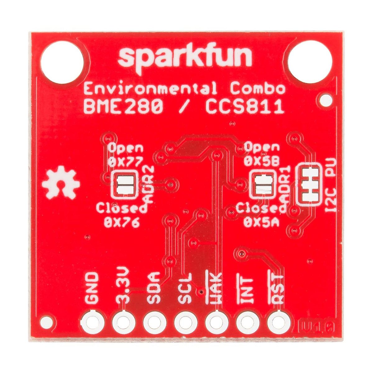 SparkFun Environmental Combo Breakout -CCS811/BME280 (Qwiic) -Provides Barometric Pressure Humidity Temperature TVOCs Equivalent CO2 (eCO2) Levels via I2C Operates 3.3V No Solder Polarized Connectors