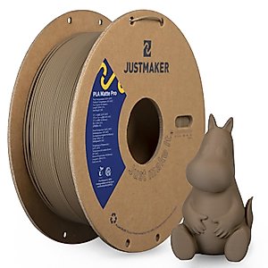 JUSTMAKER Matte PLA+ 3D Printer Filament, Upgrade Cardboard Spool, Dimensional Accuracy +/-0.03mm, 1.75mm, 1kg, Malt Clay