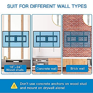 PERLESMITH Fixed TV Wall Mount Bracket Low Profile for 32-82 inch LED, LCD, and OLED Flat Screen TVs - Fits 16”- 24” Wood Studs, Fixed TV Mount with VESA 600 x 400mm Holds up to132lbs (PSLLK1), Black