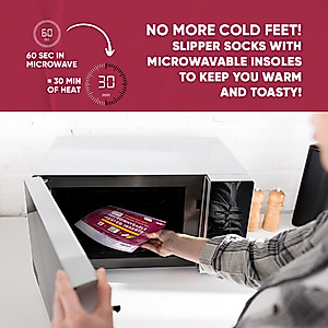 Snook-Ease Heated Socks Thick Warm Winter Feet Warmers with Microwavable Heatable Inserts – Warming Socks for Cold feet – Heated Bed Foot Warmers Unisex One Size Fits All (Women's One Size, Red)