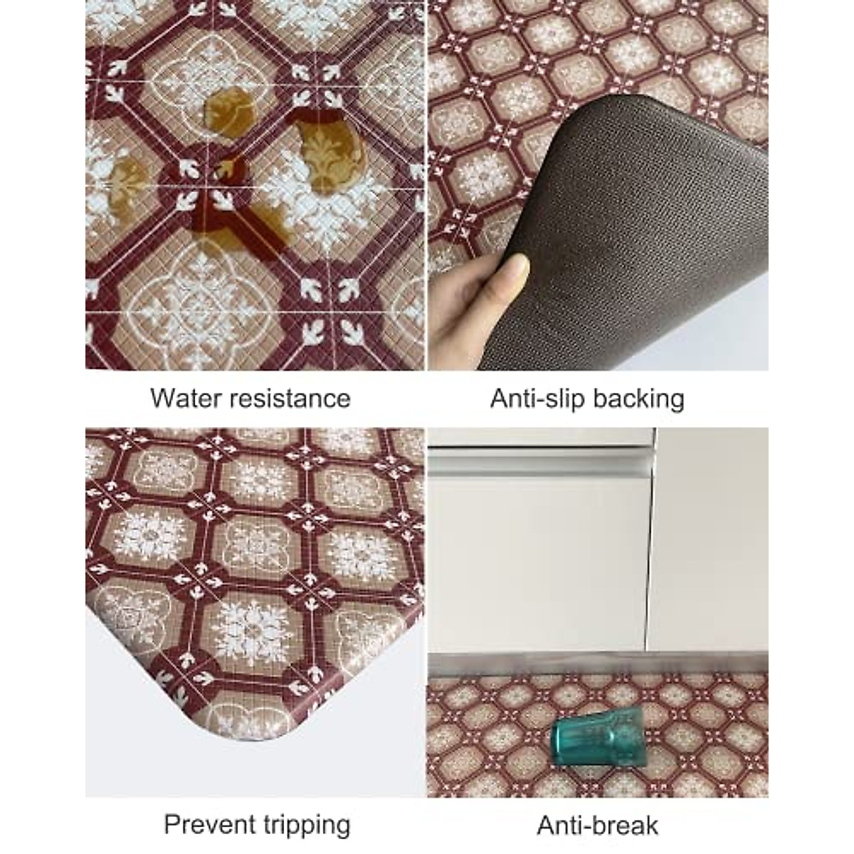 Artnice Kitchen Rugs, Kitchen Rug Set 2 Piece Kitchen Runner Rug Kitchen Floor Mat, Cushioned Anti Fatigue Kitchen Mat Non Skid Waterproof 0.47" Comfort Standing Kitchen Rug, 20"x31.5"+20"x47.2"