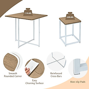 COSTWAY 5 Piece Dining Table Set, Counter Kitchen Table and Chair Set for 4 Includes 1 Square Table and 4 Stools, Space-Saving Pub Dining Set for Living Room, Breakfast Nook, Coffee Shop (Natural)