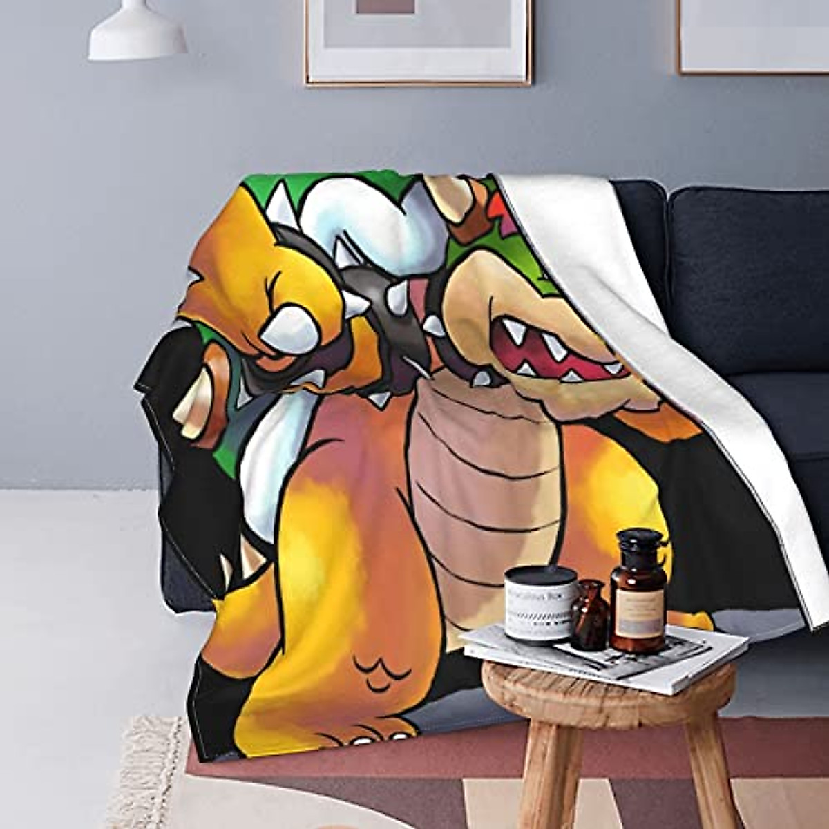 ERTER Boutique Throw Blanket -Bowser (Ssb4 Pose) Super Soft Fleece Throw Blankets,Fuzzy Plush Blanket Oversized,Thin Lightweight Blanket for All Season 60x50inch , Black