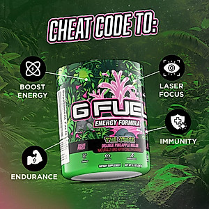 G Fuel The Juice Energy Drink Powder, Pre Workout Caffeine Powder, Energy Powder Drink Mix for Gaming, Sugar Free Focus Amino, Vitamin + Antioxidants, 9.9oz (Pineapple & Melon Punch, 40 Servings)
