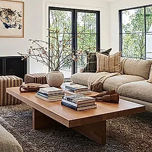 LITFAD Nordic Style Rectangle Coffee Table Solid Wood Cross Legs Cocktail Table Pine Living Room Table Hotel Homestay Log Tea Table - 63" L x 27.5" W x 18" H