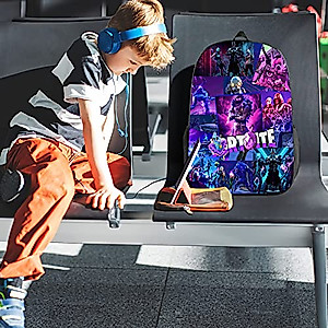 HHZIYA Gaming Backpack 3D Toddle Kids Schoolbag Casual Lightweight Bookbag Large Capacity Laptop Bags with Key Pendant