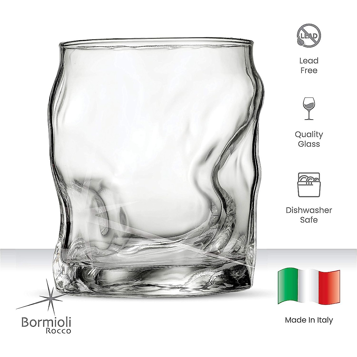 Bormioli Rocco Sorgente Double Old Fashioned Glasses, Set of 4,14.25 ounces