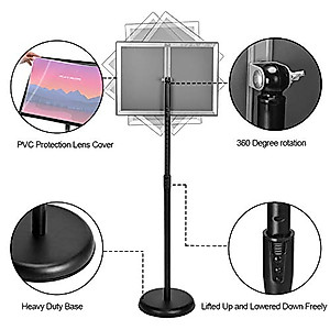 KOOV Poster Sign Stand 8.5 x 11 Inches Floor Standing Sign Holders, Adjustable Pedestal Poster Stand with Heavy Duty Round Base Both Vertical and Horizontal Sign Displayed, Black