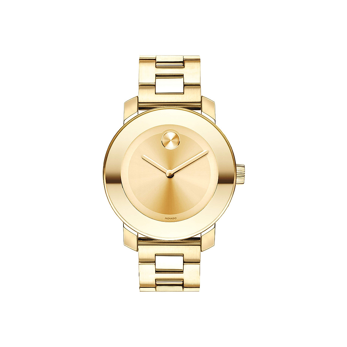 Movado Women's BOLD Iconic Metal Yellow Gold Watch with a Flat Dot Sunray Dial, Gold (Model 3600085)