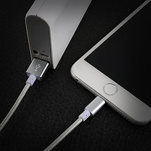 IDISON [MFi Certified iPhone Charger, 5Pack(3/3/6/6/10FT) iPhone Charging Cable Nylon Braided Fast Charging Cord Compatible for iPhones/Pads-Silver