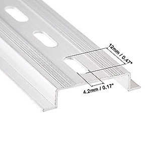 MECCANIXITY DIN Rail Slotted Aluminum Mounting Guide 300mm Long 35mm Wide 7.5mm High Silver Tone Pack of 5