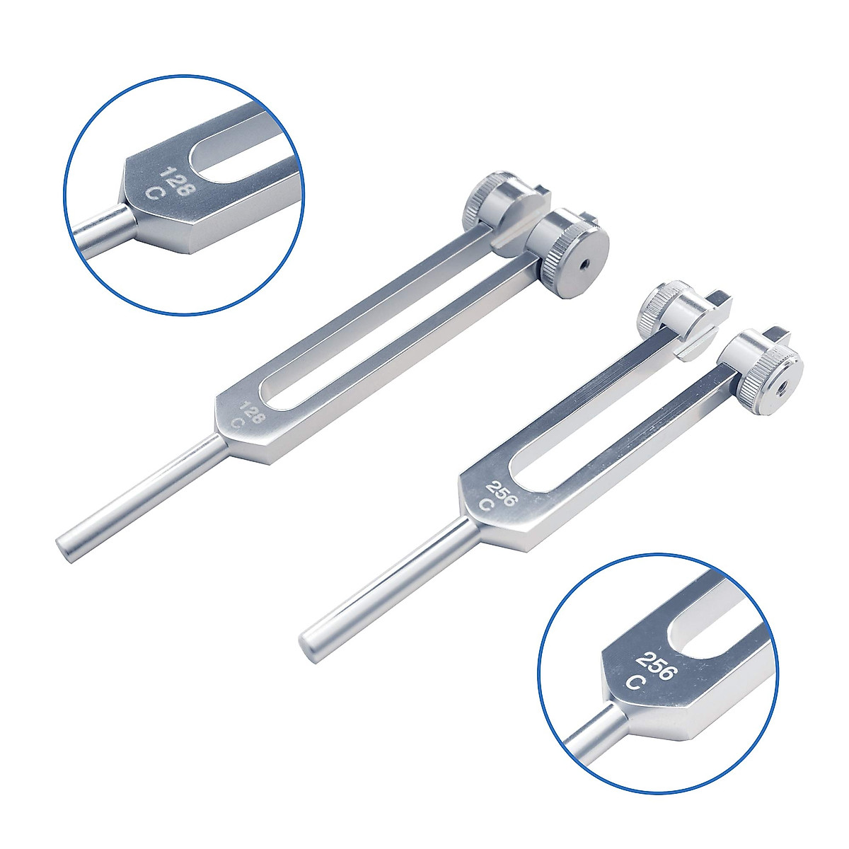 YOMMI 128 Hz Tuning Fork Medical Healing Instrument - Aluminum Sensory Tuning Forks for Healing Chakra Set - Soft Bag Human Biofield Diapason Therapy, Stress Reliever, 256 Hz