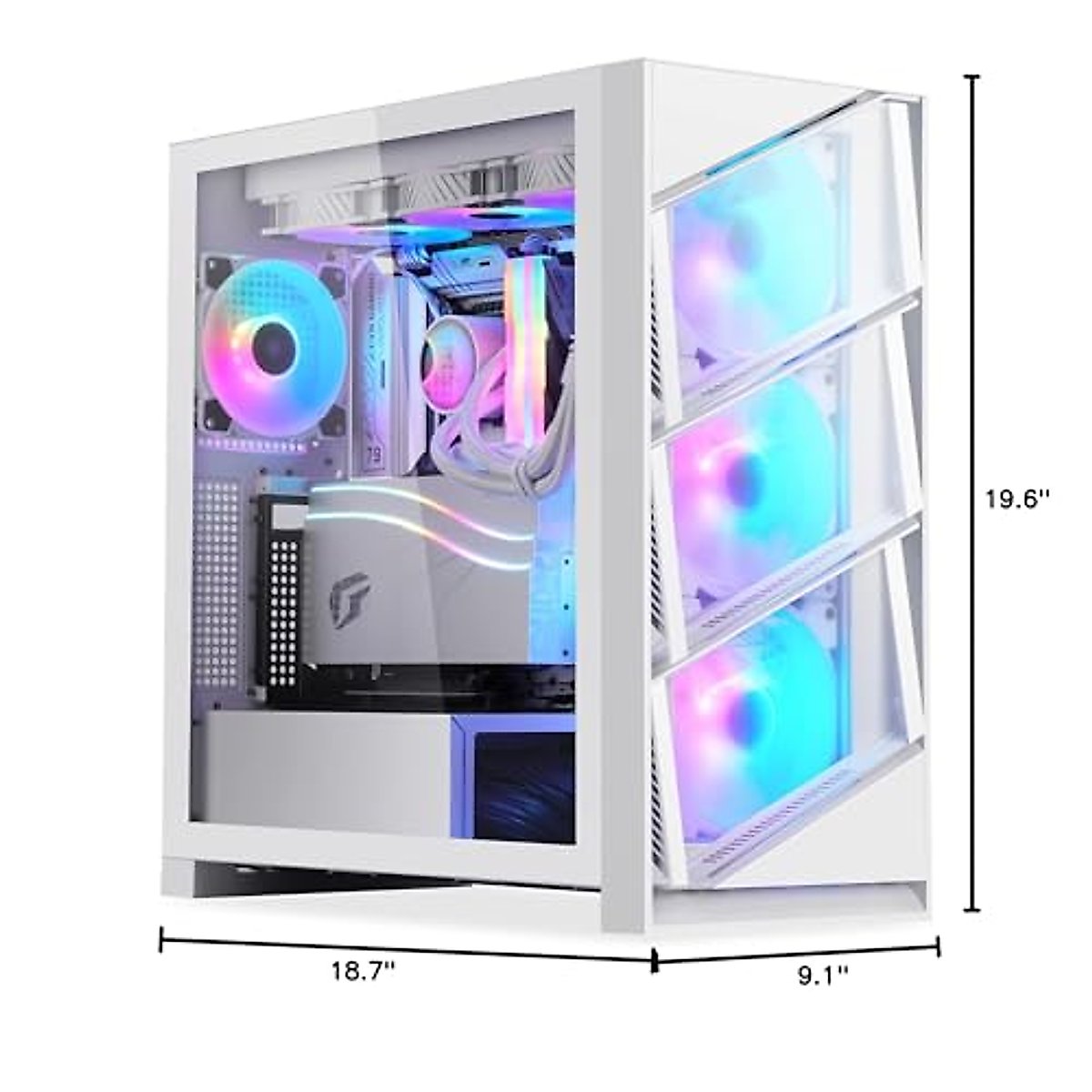 Segotep T3 White Mid-Tower ATX Gaming PC Case, Support Top & Side 360mm Radiators, GPU Snap-On Opening & Closing Front Panel, Type-C Ready, Tool-Free Disassemble (Pre-Install One ARGB & PWM Fan)