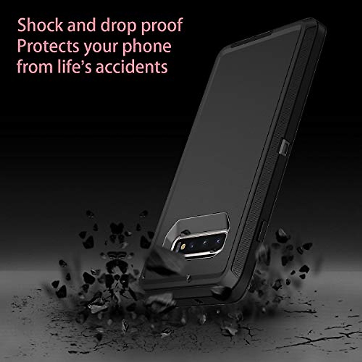 I-HONVA for Galaxy S10 Plus Case Shockproof Dust/Drop Proof 3-Layer Full Body Protection [Without Screen Protector] Rugged Heavy Duty Durable Cover Case for Samsung Galaxy S10 Plus, Black