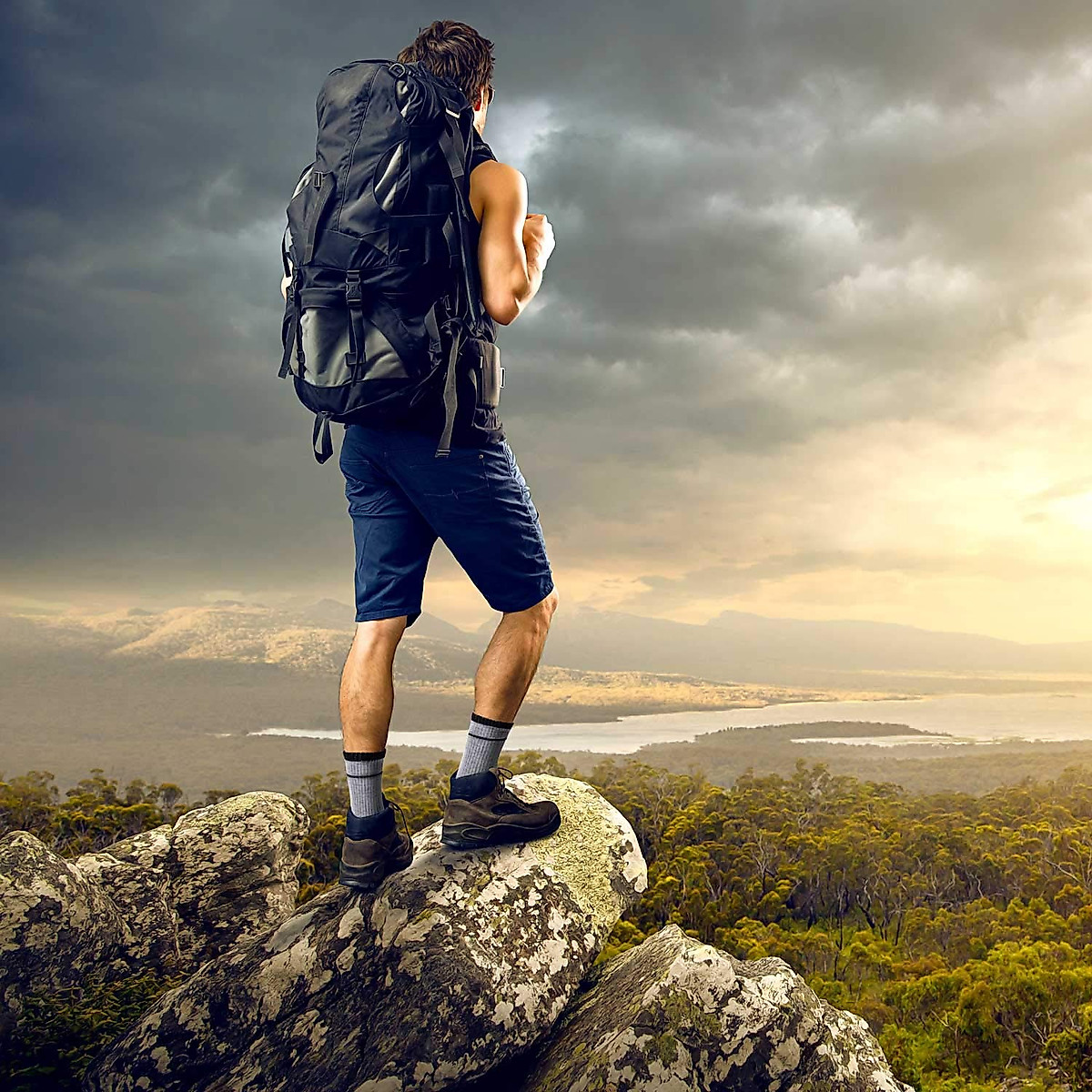 FEIDEER Hiking Socks Walking Socks For Men, 5 Pairs Outdoor Recreation Socks Moisture Wicking Crew Socks (5MSL18105-XL)