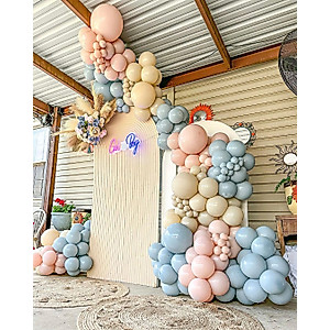 Gender Reveal Balloons Garland Kit, 124pcs Dusty Pink and Dusty Blue Sand White Balloons for Boy or Girl Gender Reveal Baby Shower Party Decoration…