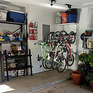Wallmaster Bike Rack Garage Stand, Wall Mount 5 Bike Hanger Storage Organization, Vertical Bicycle Hooks for Indoor Space Saving (8 Hooks and 3 Rails)