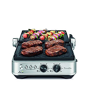 Breville BGR700BSS the Sear and Press countertop electric grill, Medium, Brushed Stainless Steel
