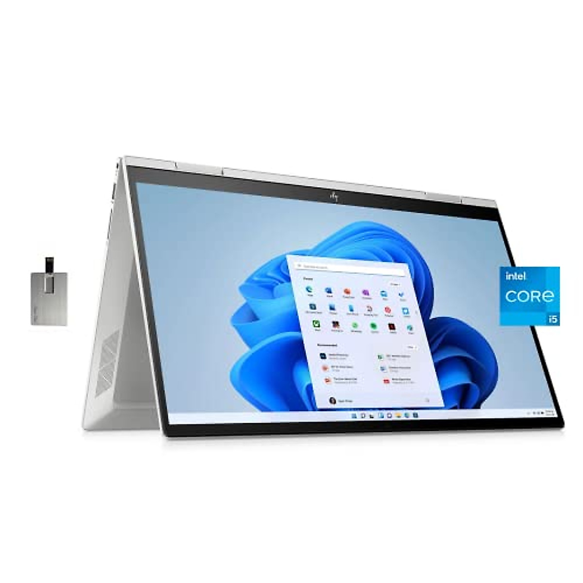 2022 HP Envy x360 2-in-1 15.6" FHD Touchscreen Laptop, Intel Core i5-1135G7, 32GB RAM, 1TB PCIe SSD, Full-Size Keyboard, Iris Xe Graphics, HD Webcam, Win 11 Pro, Silver, 32GB Snow Bell USB Card