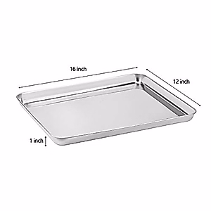 Suwimut Set of 2 Baking Cookie Sheet, Rectangle 16 x 12 x 1 Inch Stainless Steel Baking Sheets Pan Oven Tray, Nonstick Baking Pan, Non Toxic & Rust Free, Mirror Finished & Easy Clean