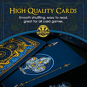 Infinitum Royal Blue & Gold Playing Cards, Deck of Cards with Free Card Game eBook, Premium Card Deck, Cool Poker Cards, Unique Bright Colors for Kids & Adults, Card Decks Games, Standard Size