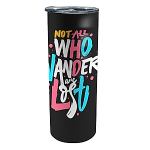 20 oz Water Bottle Coffee Mugs Not All Who Wander are Lost Water Bottles with Straw Thermo Coffee Mug Vintage Sublimation Cups 20 oz Skinny Gift for Employees