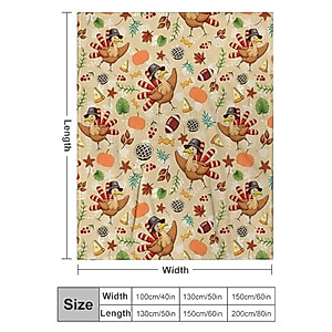 Thanksgiving Blanket Soft Throw Blanket Turkey Cozy Waarm Fleece Blanket Lightweight Bed Blanket for Women Men Kids All Season Blanket Office Home Sofa Travel Blanket 50"x60"