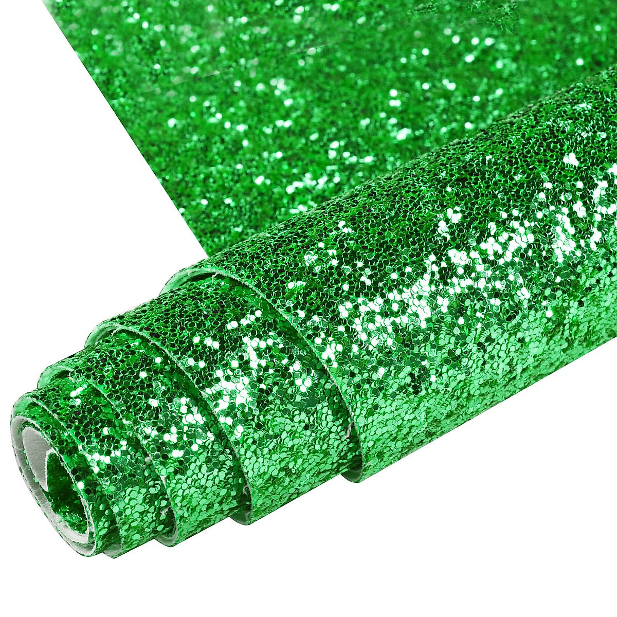 HGUAN Green Chunky Glitter Faux Leather Sheets Fabric 1Roll 12"x53"(30cmx135cm),Used in Making Bows, Earrings, Accessories and DIY Handicraft Projects (Green)