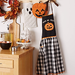 DII Halloween Cooking & Baking Collection Kitchen Accessories, Apron & Oven Mitt Set, Skeleton, 2 Piece