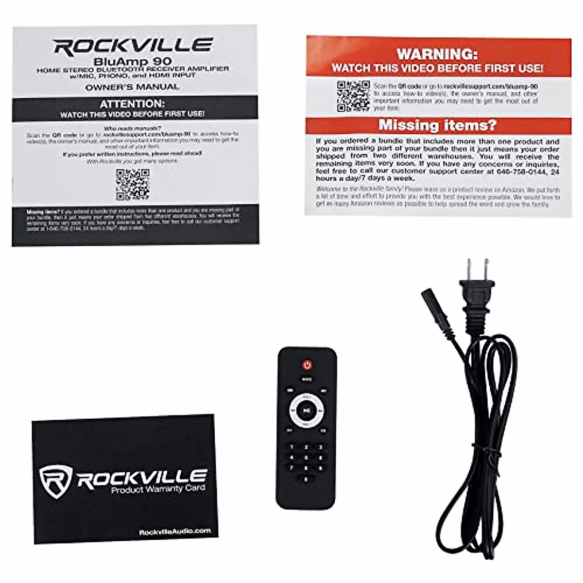 Rockville BLUAMP 90 Home Stereo Bluetooth Receiver Amp w/Mic+Phono+HDMI Input