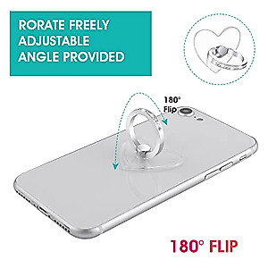 TIESOME Finger Kickstand Cell Phone Ring Holder, 3 Pcs Finger Ring Grip Stands 360° Rotation 180° Phone Ring Stand with Diamond Compatabile with Smartphones(Heart Shape)
