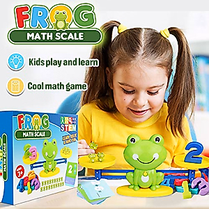 CozyBomB Homeschool Kindergarten Balance Board Game - Preschool Activities Math Learning Stem Montessori Cool Toys Educational with Frog Scale Cards Balancing Numbers for Kids Ages 3 4 5 6 Year Old