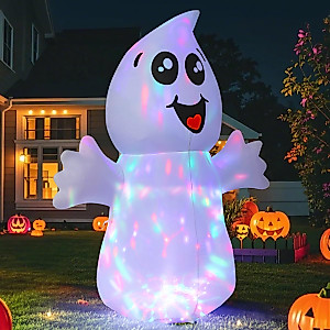 GOOSH 5 FT Halloween Inflatable Ghost Outdoor Decoration with Magic Light, Blow Up Yard Decoration with Built-in LEDs for Garden Lawn Indoor Party Holiday Decor