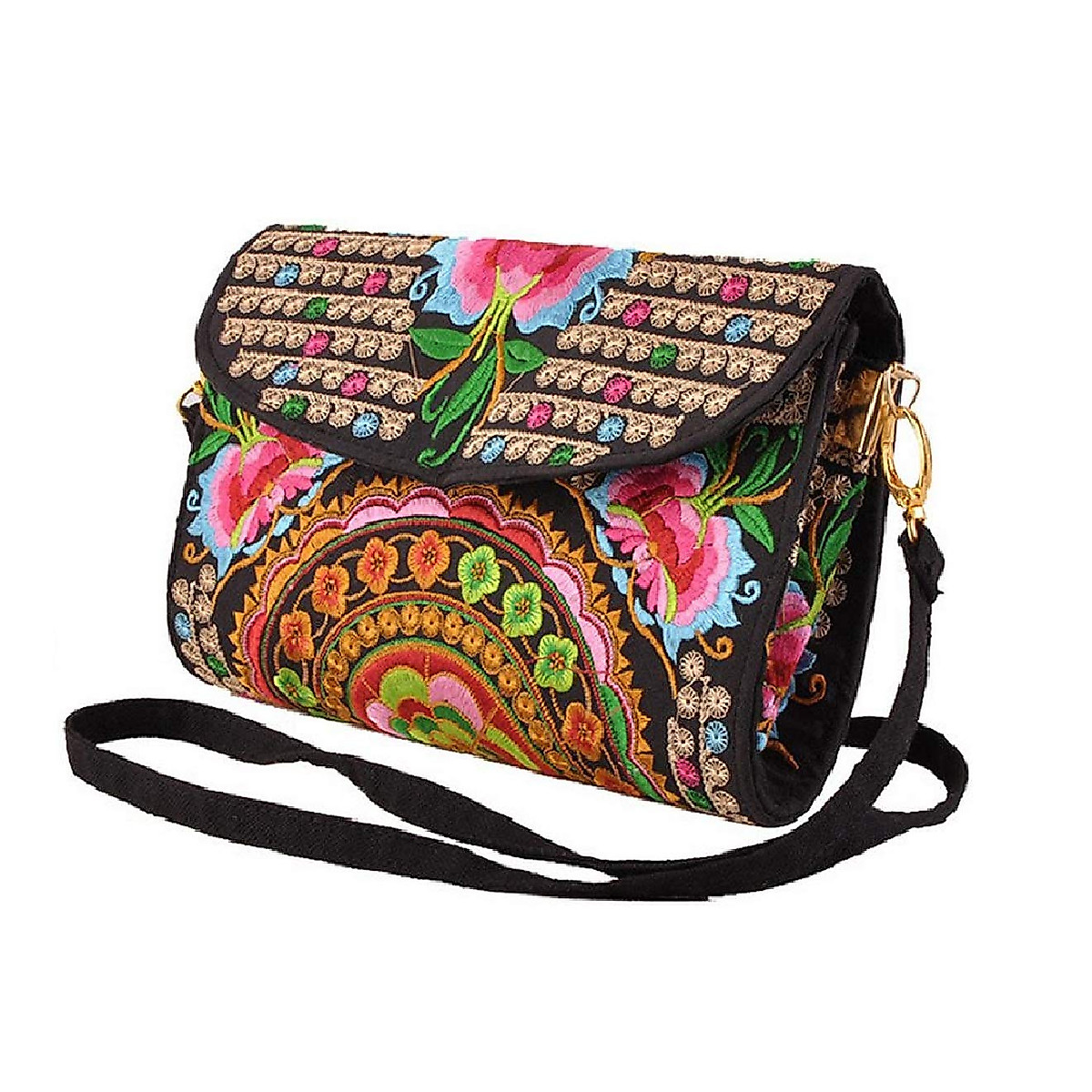 Chinese Embroidered Casual Canvas Women’s Wallets Zipper Closure Purse Wristlet